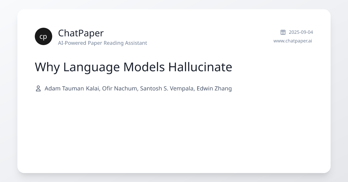 Why Language Models Hallucinate - Paper Details