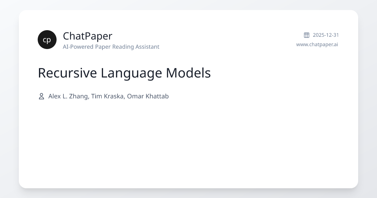 Recursive Language Models - Paper Details