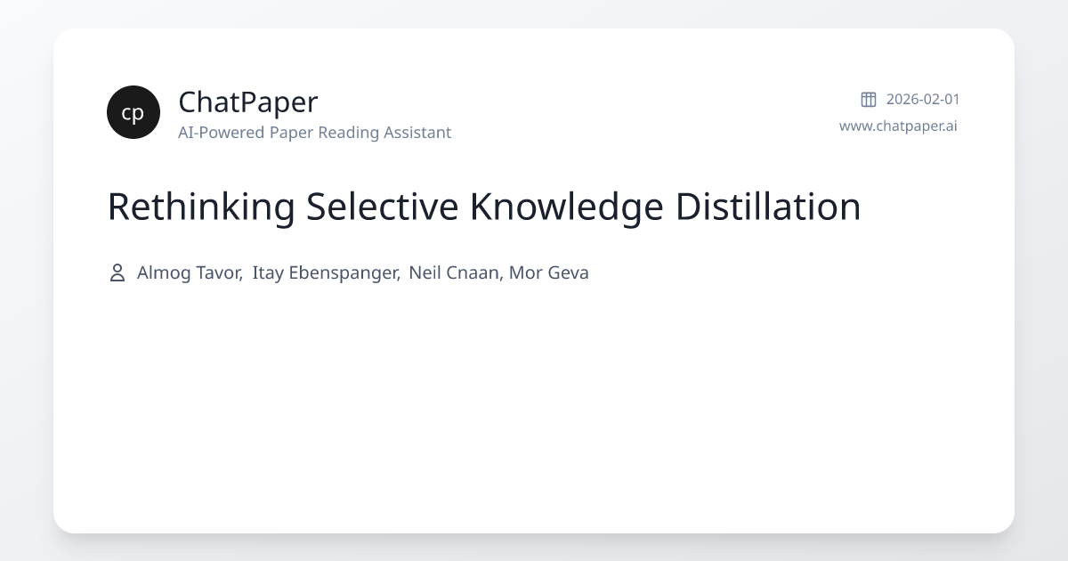 Rethinking Selective Knowledge Distillation - Paper Details