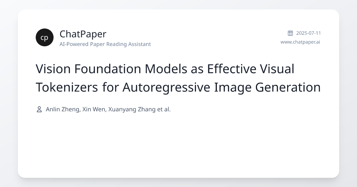 Vision Foundation Models as Effective Visual Tokenizers for Autoregressive Image Generation ...