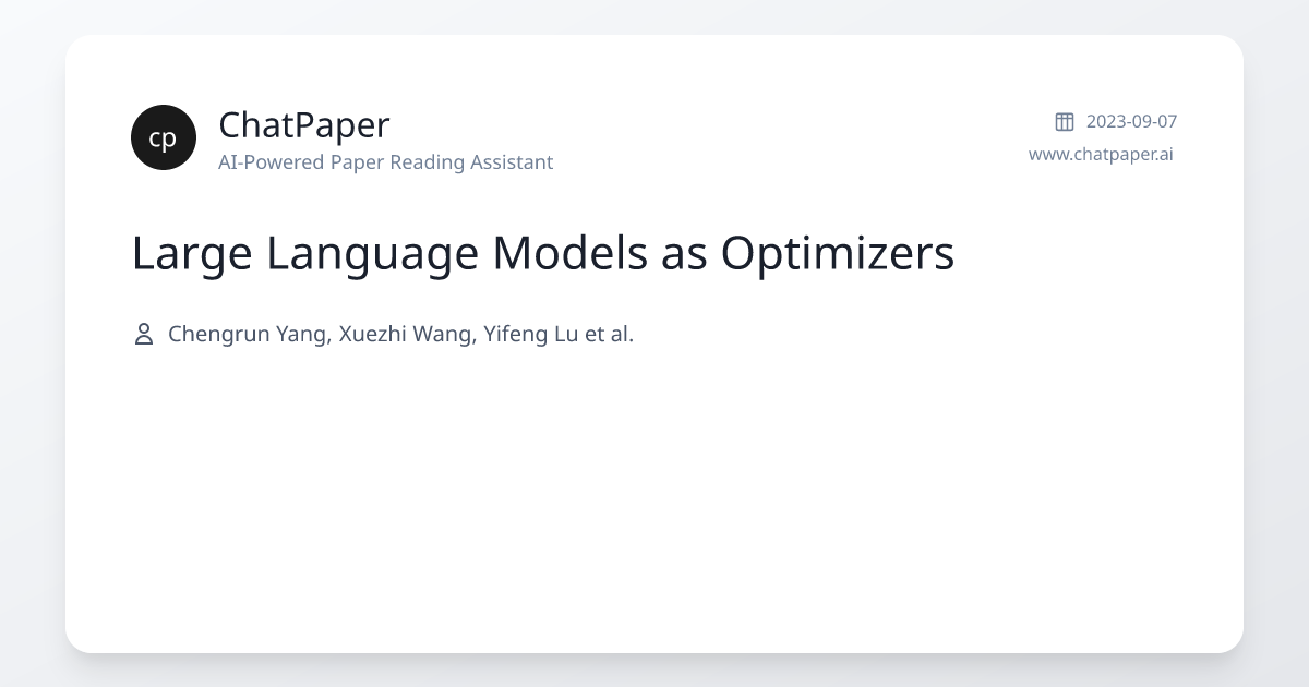 Large Language Models as Optimizers - Paper Details