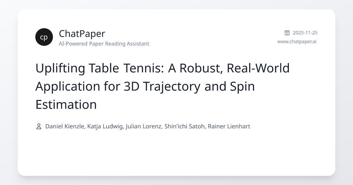 Uplifting Table Tennis: A Robust, Real-World Application for 3D ...