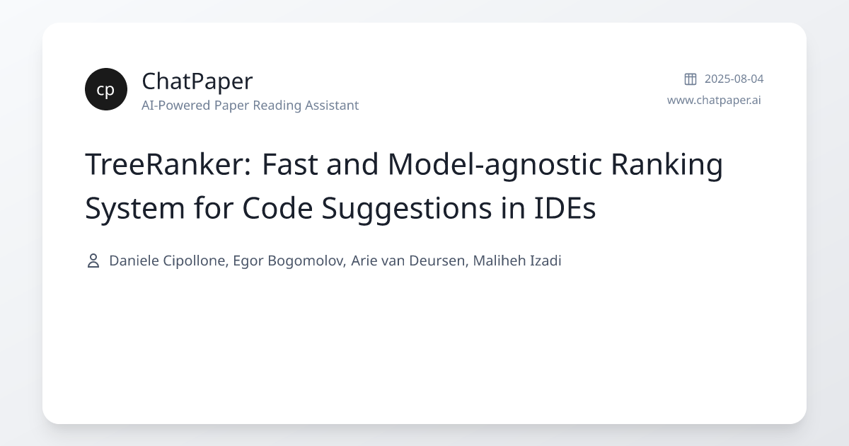 TreeRanker: Fast and Model-agnostic Ranking System for Code Suggestions ...