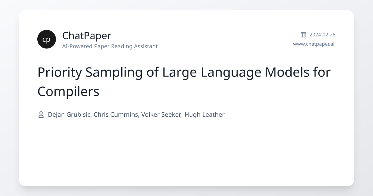 Priority Sampling of Large Language Models for Compilers - Paper Details