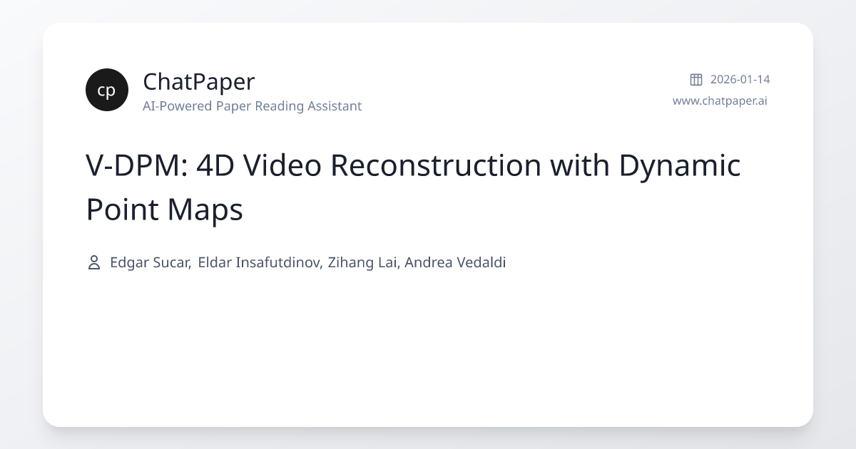 V-DPM: 4D Video Reconstruction with Dynamic Point Maps - Paper Details