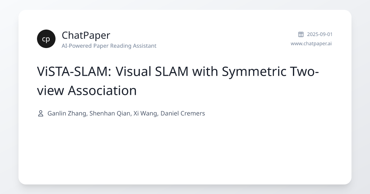 ViSTA-SLAM: Visual SLAM with Symmetric Two-view Association - Paper Details