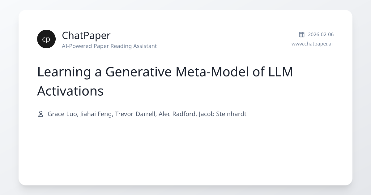 Learning a Generative Meta-Model of LLM Activations - Paper Details