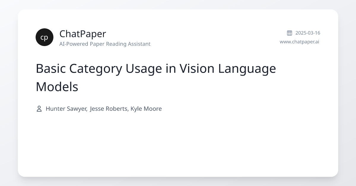 Basic Category Usage in Vision Language Models - Paper Details