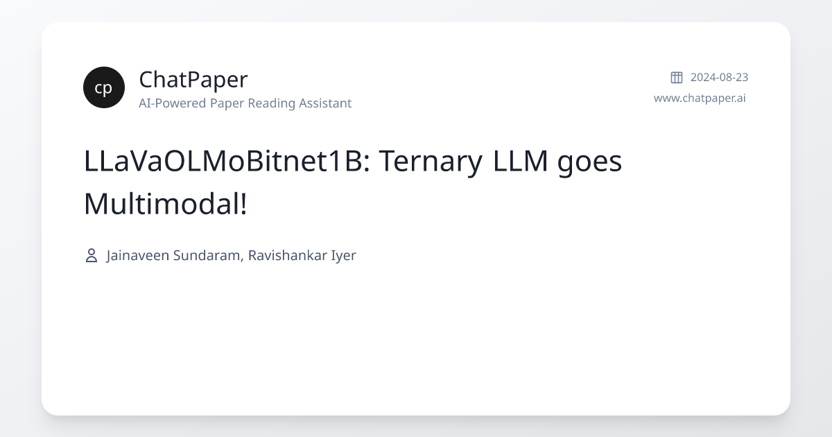 LLaVaOLMoBitnet1B: Ternary LLM goes Multimodal! - Paper Details