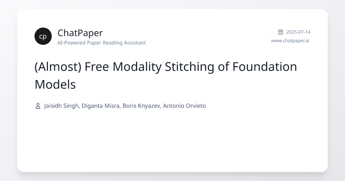 (Almost) Free Modality Stitching of Foundation Models - Paper Details