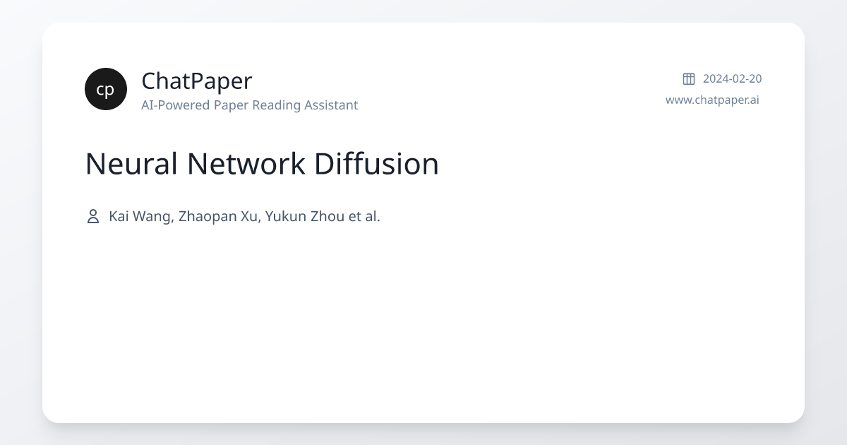 Neural Network Diffusion - Paper Details