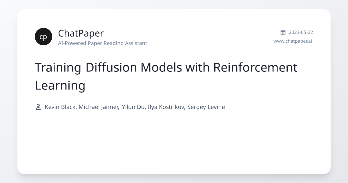 Training Diffusion Models with Reinforcement Learning - Paper Details