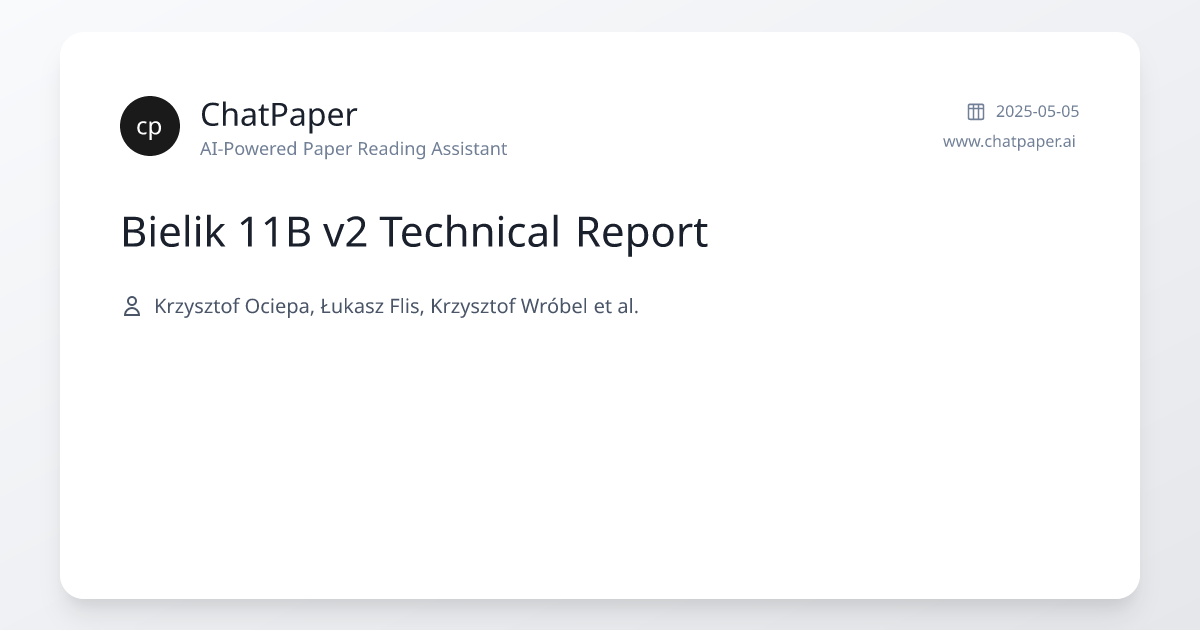 Bielik 11B v2 Technical Report - Paper Details