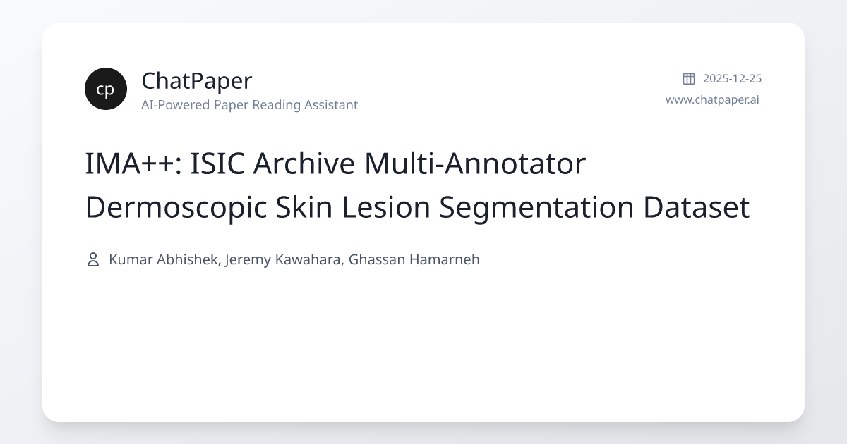 IMA++: ISIC Archive Multi-Annotator Dermoscopic Skin Lesion ...