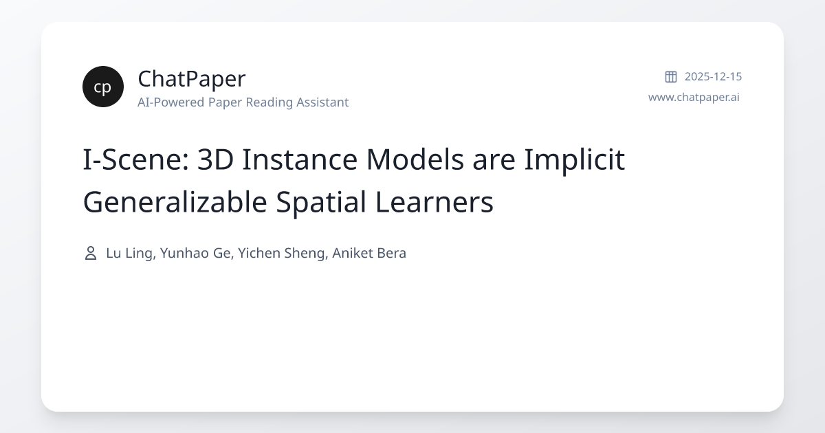 I-Scene: 3D Instance Models are Implicit Generalizable Spatial Learners ...