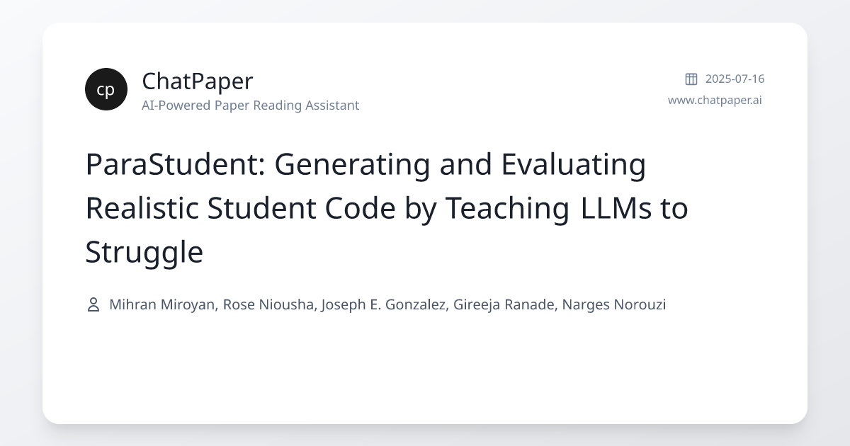 ParaStudent: Generating and Evaluating Realistic Student Code by ...