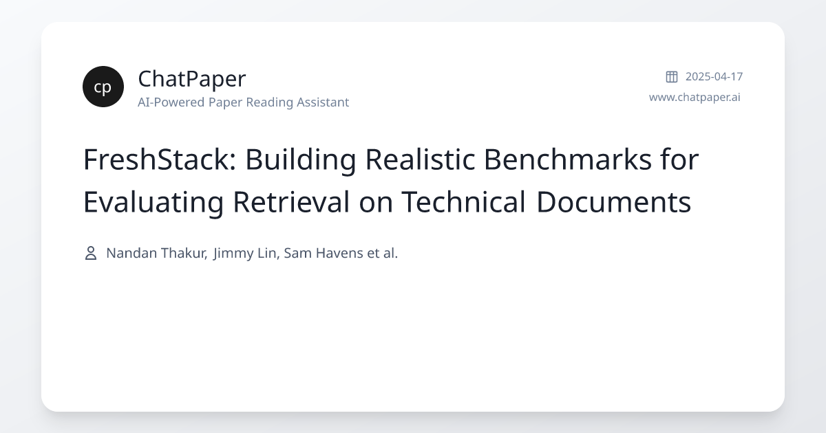 FreshStack: Building Realistic Benchmarks for Evaluating Retrieval on ...