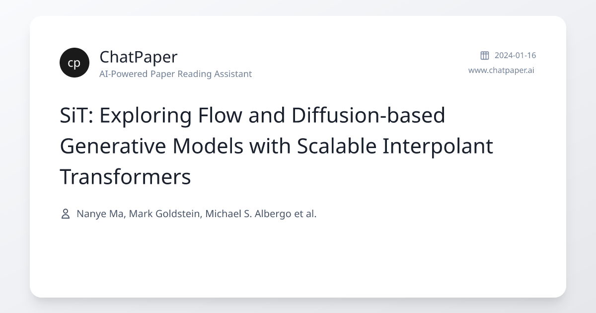 SiT: Exploring Flow and Diffusion-based Generative Models with Scalable ...