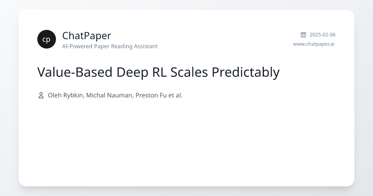 Value-Based Deep RL Scales Predictably - Paper Details