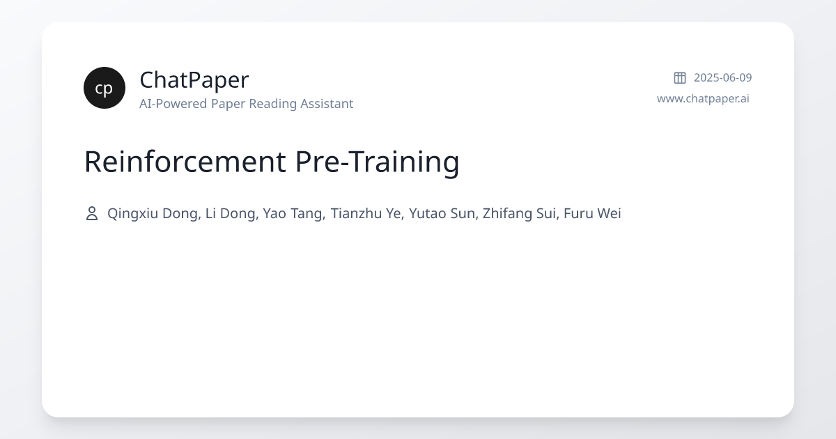 Reinforcement Pre-Training - Paper Details