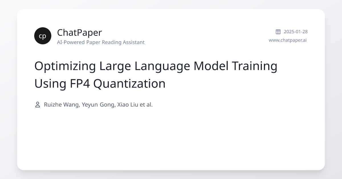Optimizing Large Language Model Training Using FP4 Quantization - Paper Details