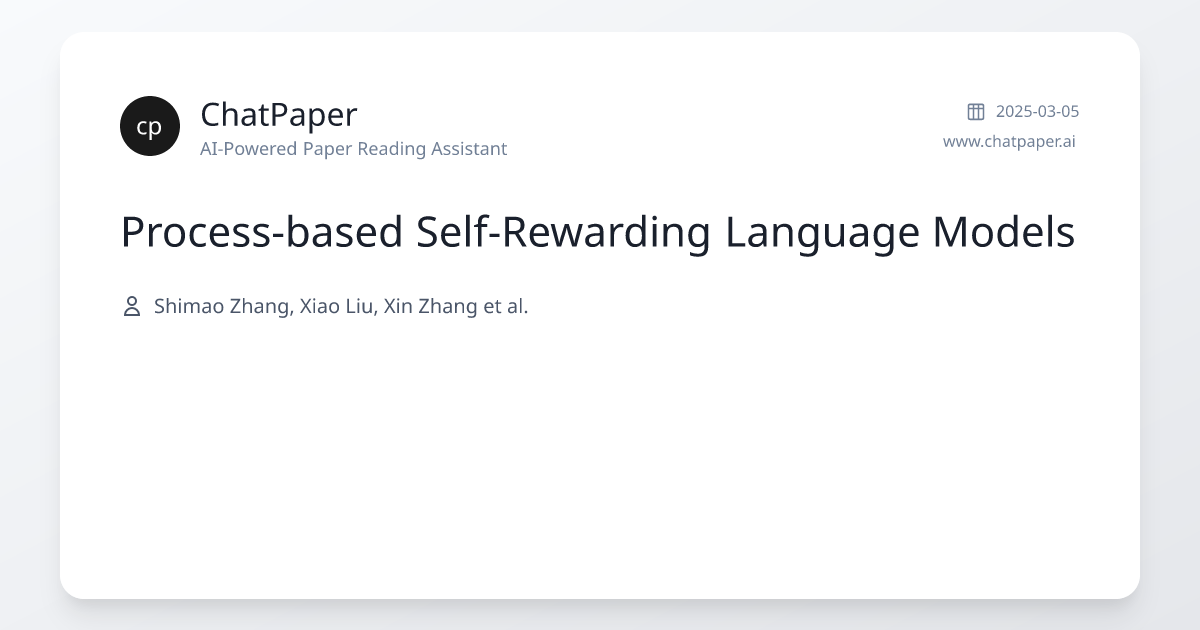 Process-based Self-Rewarding Language Models - Paper Details