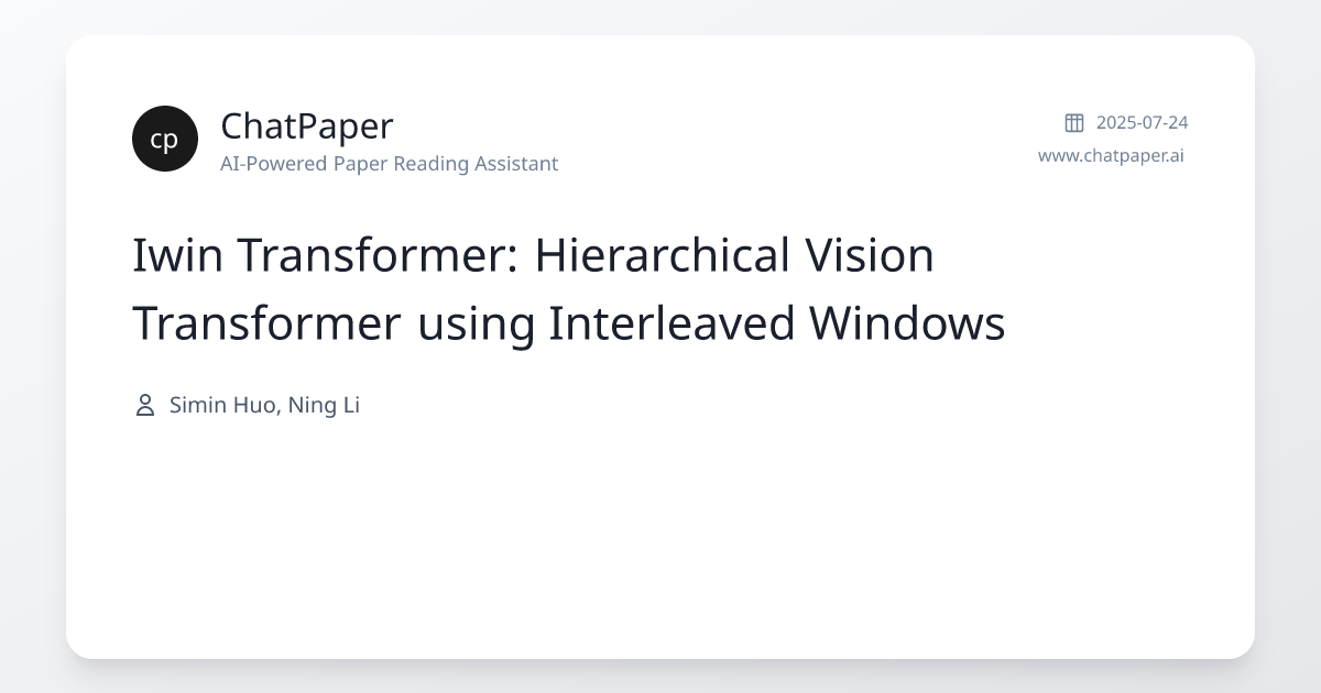 Iwin Transformer: Hierarchical Vision Transformer using Interleaved ...