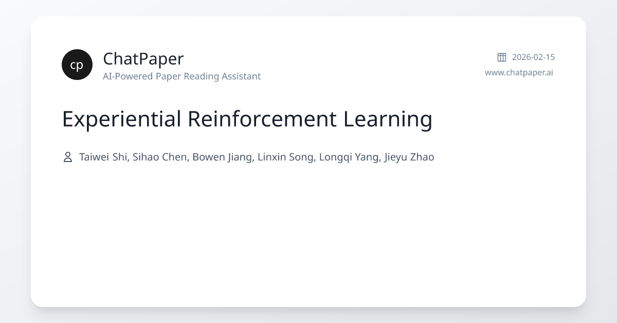 Experiential Reinforcement Learning - Paper Details