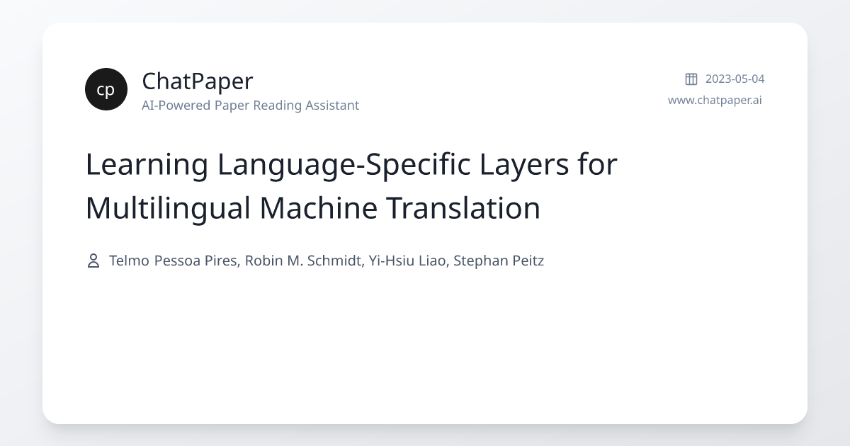 Learning Language-Specific Layers for Multilingual Machine Translation ...