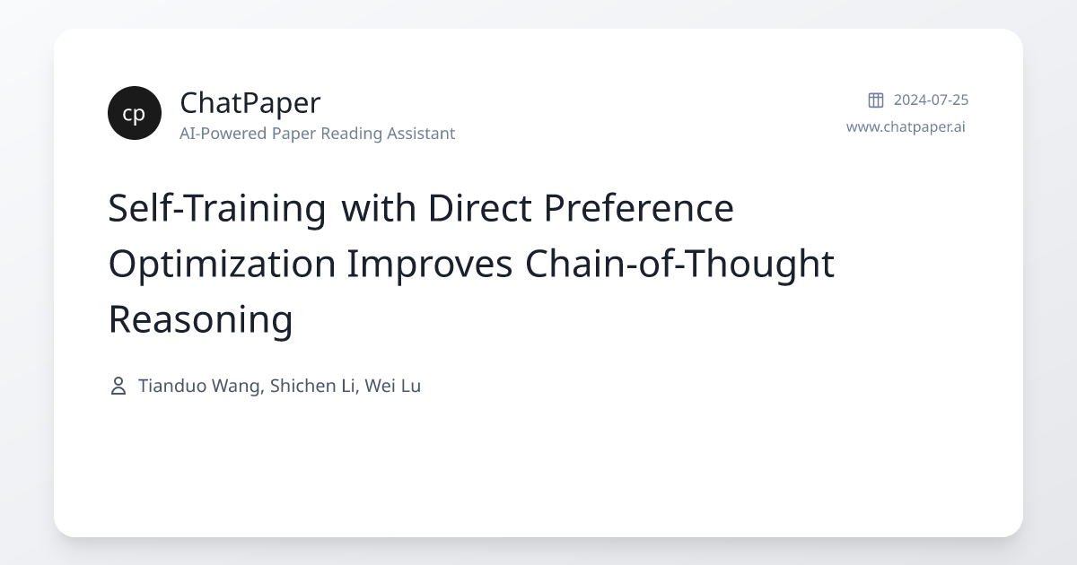 Self-Training with Direct Preference Optimization Improves Chain-of-Thought Reasoning - Paper ...