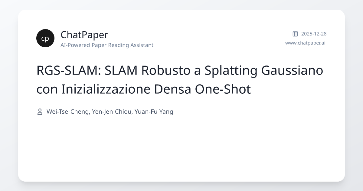 RGS-SLAM: SLAM Robusto a Splatting Gaussiano con Inizializzazione Densa ...