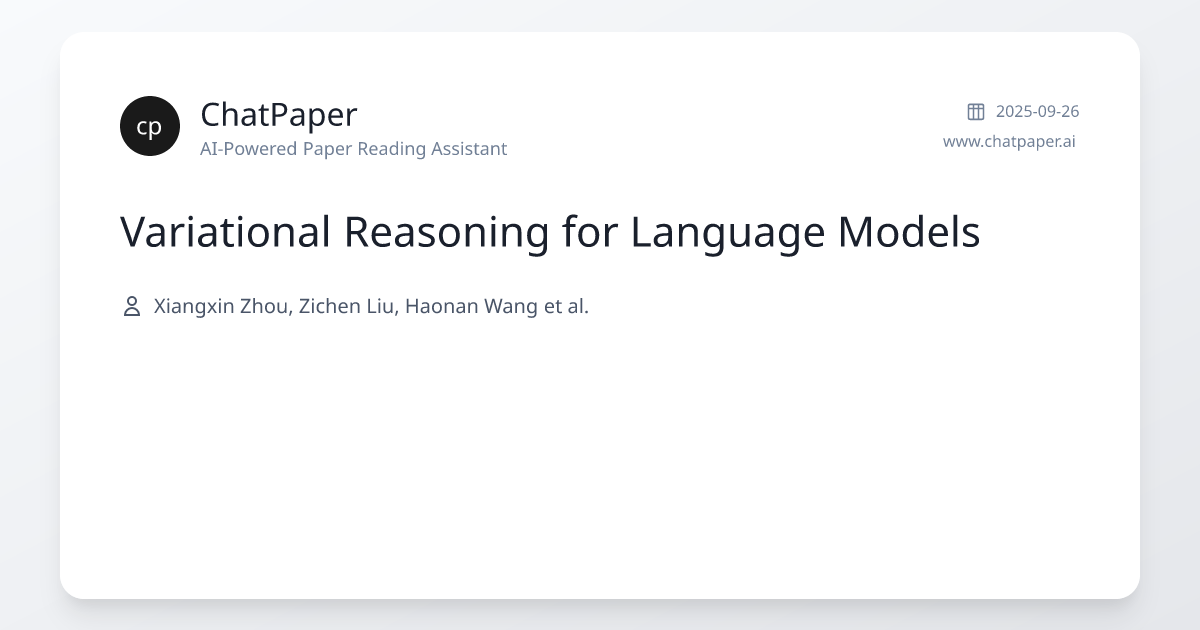 Variational Reasoning for Language Models - Paper Details