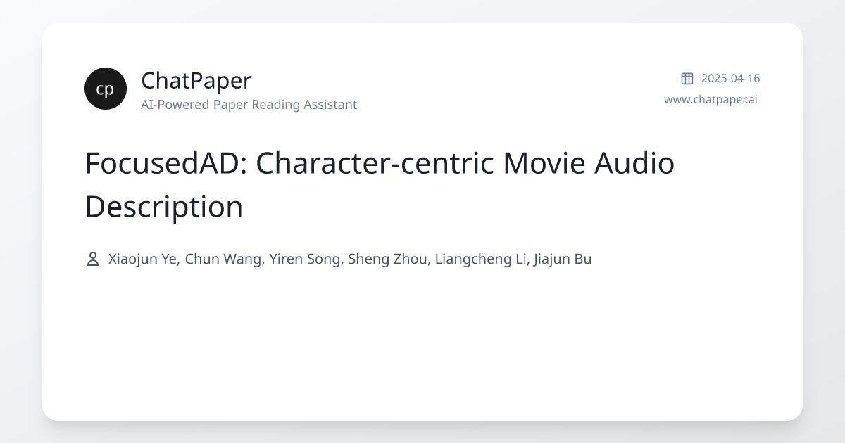 FocusedAD: Character-centric Movie Audio Description - Paper Details