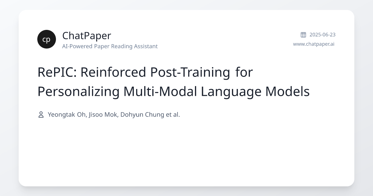 RePIC: Reinforced Post-Training for Personalizing Multi-Modal Language ...