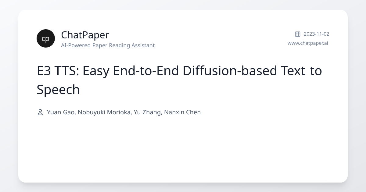 E3 TTS: Easy End-to-End Diffusion-based Text to Speech - Paper Details