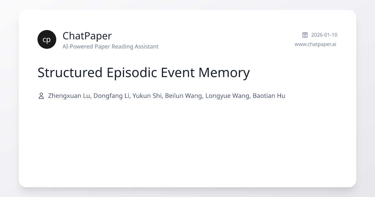 Structured Episodic Event Memory - Paper Details