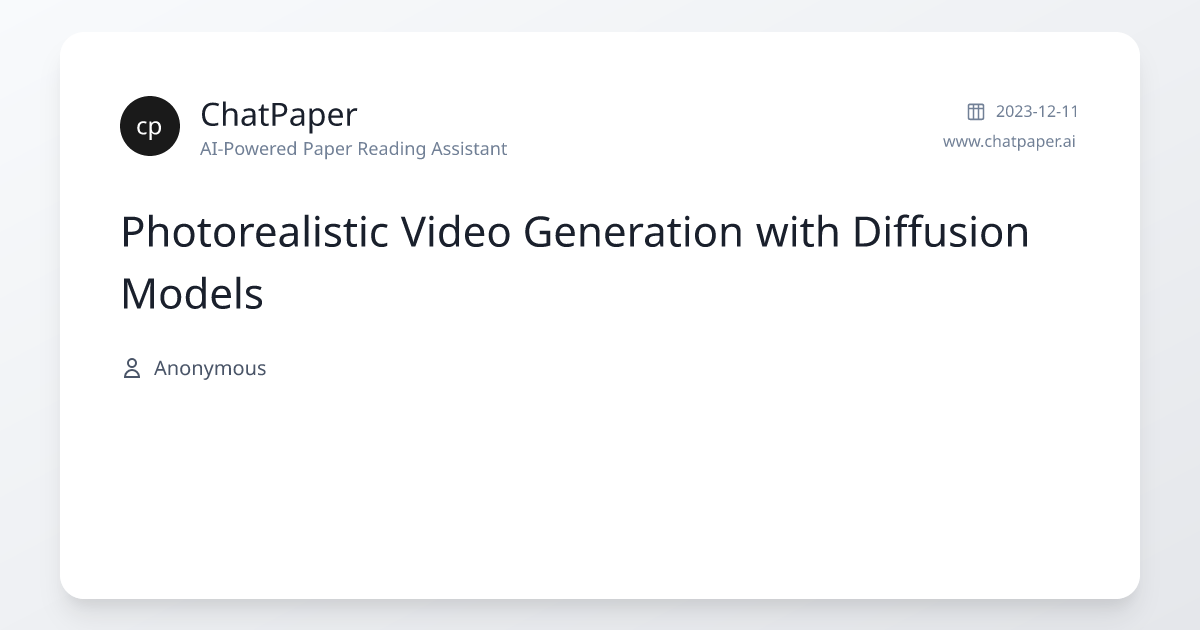 Photorealistic Video Generation with Diffusion Models - Paper Details