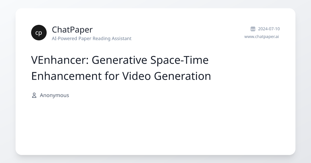 VEnhancer: Generative Space-Time Enhancement for Video Generation ...