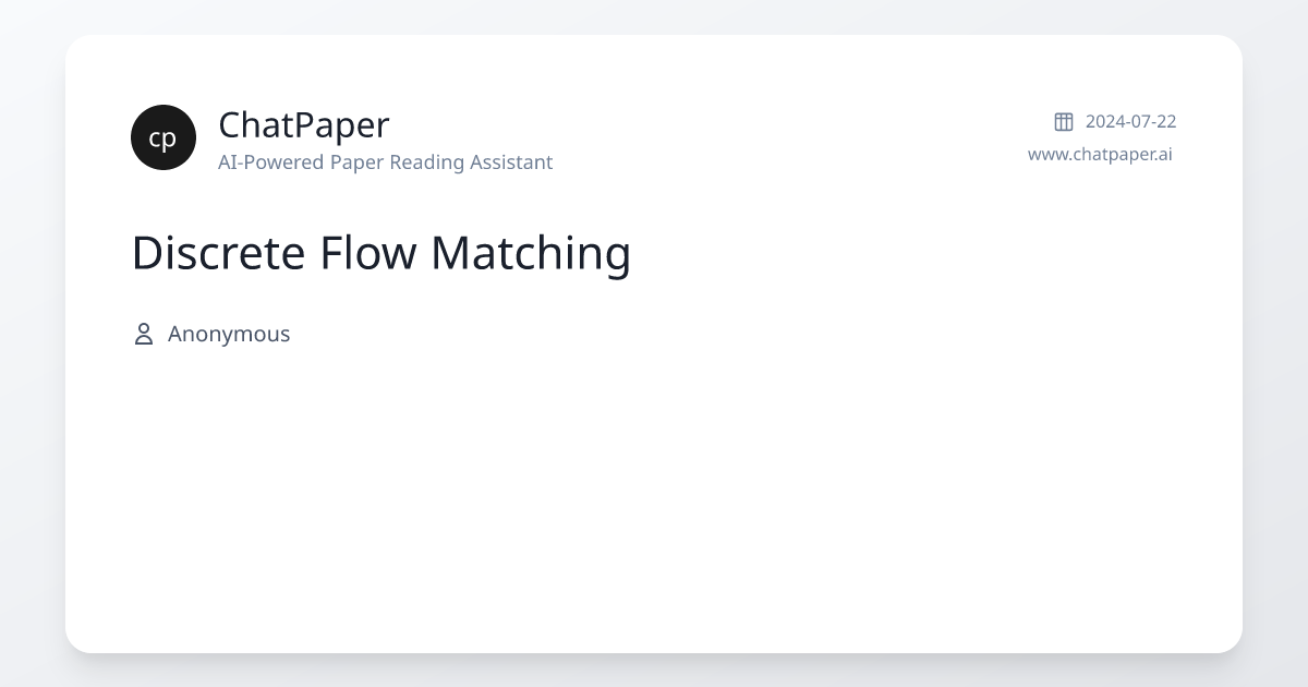 Discrete Flow Matching - Paper Details