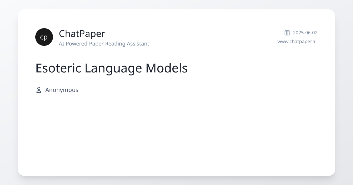 Esoteric Language Models - Paper Details