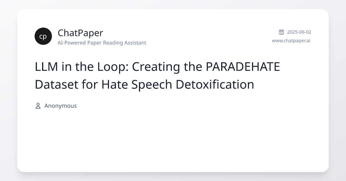 LLM in the Loop: Creating the PARADEHATE Dataset for Hate Speech ...