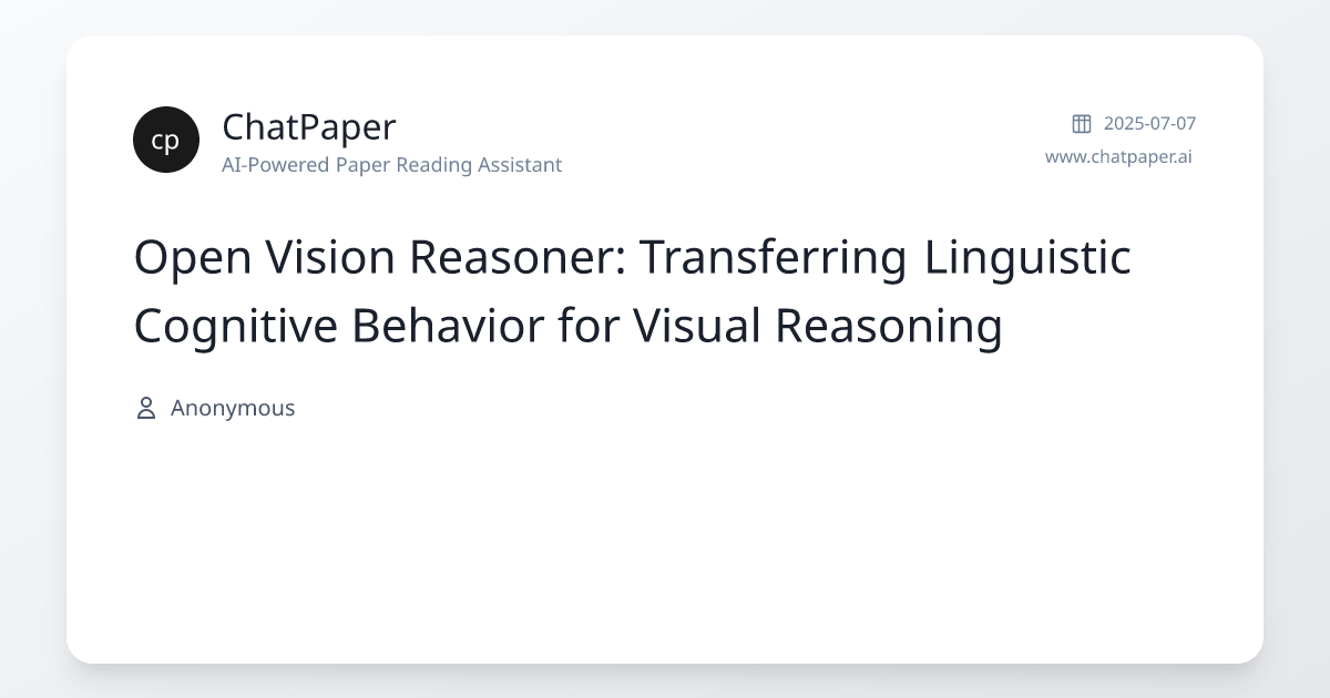 Open Vision Reasoner: Transferring Linguistic Cognitive Behavior for ...