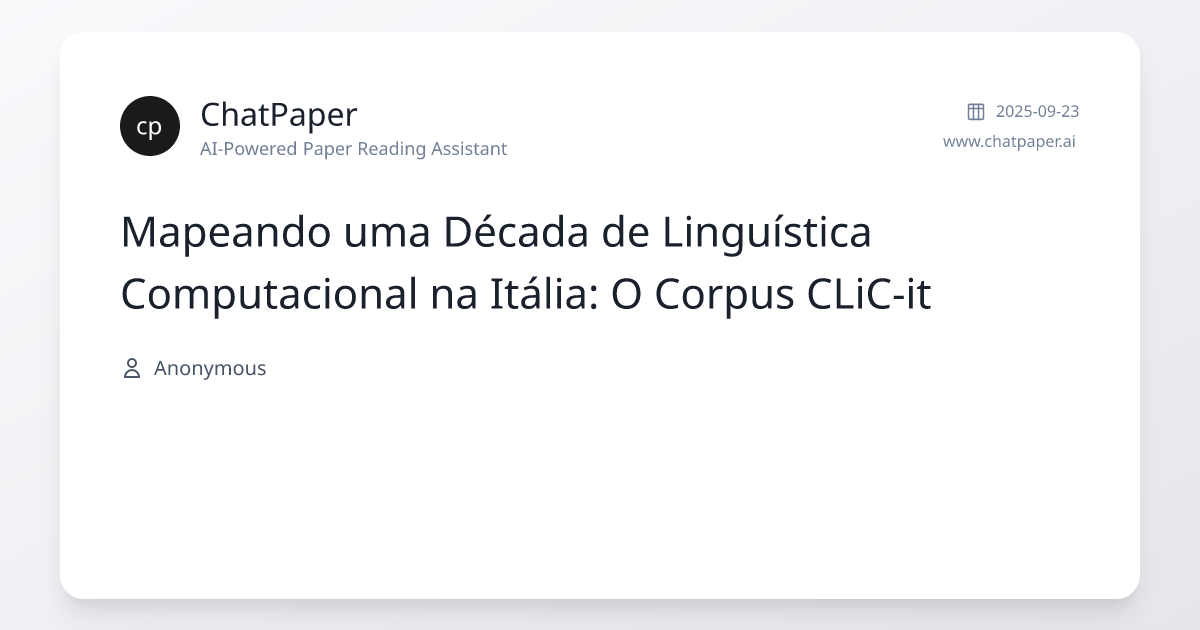Mapeando uma Década de Linguística Computacional na Itália: O Corpus ...