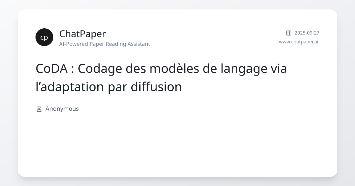 CoDA : Codage des modèles de langage via l’adaptation par diffusion ...