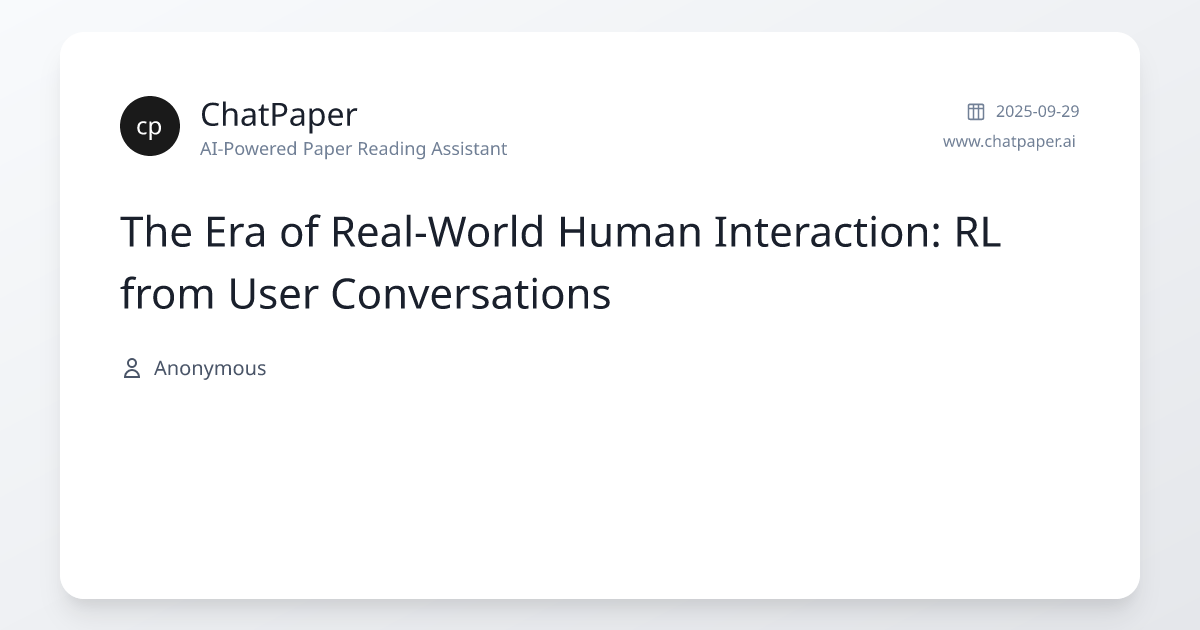 The Era of Real-World Human Interaction: RL from User Conversations ...